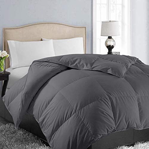 EASELAND All Season California King Soft Quilted Down Alternative Comforter Reversible Duvet Insert with Corner Tabs,Winter Summer Warm Fluffy,Dark Grey,96x104 inches