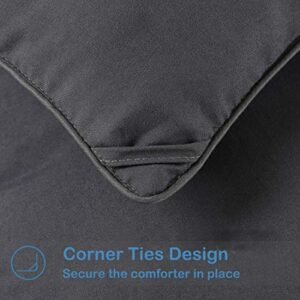 EASELAND All Season California King Soft Quilted Down Alternative Comforter Reversible Duvet Insert with Corner Tabs,Winter Summer Warm Fluffy,Dark Grey,96x104 inches