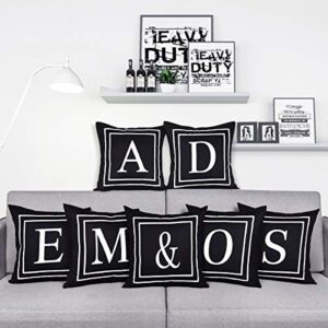 Yastouay Pillow Covers English Alphabet R Throw Pillow Cover Black Throw Pillow Case Modern Cushion Cover for Sofa Bedroom Chair Couch Car (Black, 18 x 18 Inch)