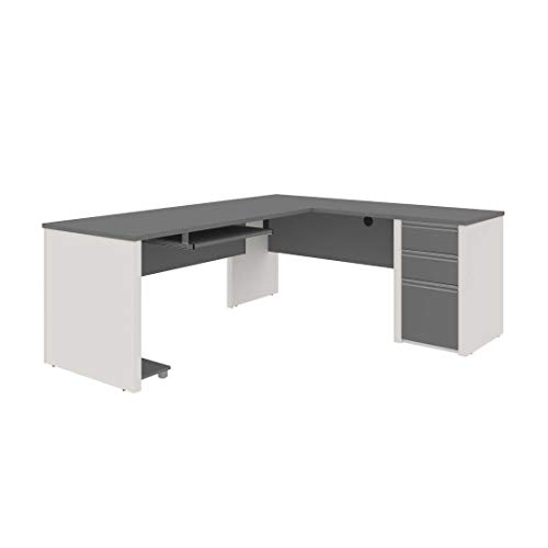 Bestar Universel 72W L-Shaped Desk in Slate & Sandstone