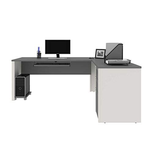 Bestar Universel 72W L-Shaped Desk in Slate & Sandstone