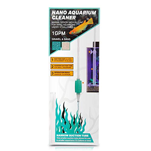 TERAPUMP Nano Aquarium Gravel/Sand Cleaner (BPA-Free/Safe for Small Aquarium Life) for Aquarums Under 10 Gallons