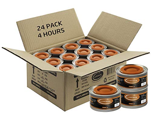 24 pc 4 Hour Liquid Cooking Chafing Dish Fuel Cans, Food Warmer Heat for Buffet Burners, Parties, Weddings, Banquets, Catering Events, Bulk, Easy to Open, Resealable Covers