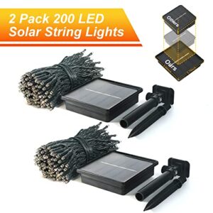 JMEXSUSS 2 Pack 200 LED Solar Christmas Lights, 75.5 ft Outdoor Waterproof Solar String Lights, 8 Modes Solar Lights Outdoor for Garden, Patio, Party, Tree, Wedding, Christmas Decorations, Warm White