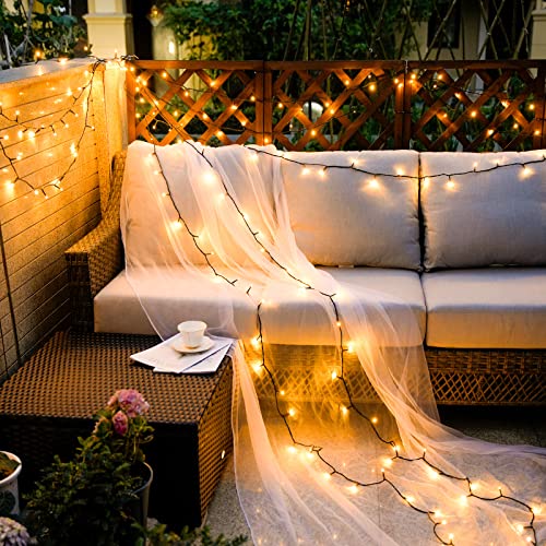 JMEXSUSS 2 Pack 200 LED Solar Christmas Lights, 75.5 ft Outdoor Waterproof Solar String Lights, 8 Modes Solar Lights Outdoor for Garden, Patio, Party, Tree, Wedding, Christmas Decorations, Warm White