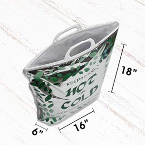 Hot Cold Food Bag, Large Size 16x18x6 inches (3 Pack) Reusable, Insulated Thermal Cooler for Warm Lunch Meals, Grocery/Fruit/Meat/Vegetables, Ice-cold Beers & Beverages | Keeps Frozen Up to 3 Hours