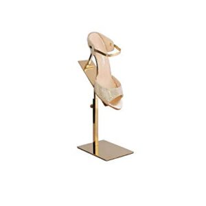 1 pcs Modern Gold Polished Shoe Riser Sandal Shoe Store Metal Shoe Display Stand Rack Stand Adjustable Height (Gold)