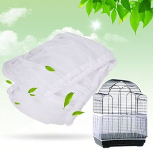 Birdcage Nylon Mesh Net Cover Guard Pet Birds Parrot Cage Seed Catcher Soft Ventilated Birdcage Skirt L Size(White)