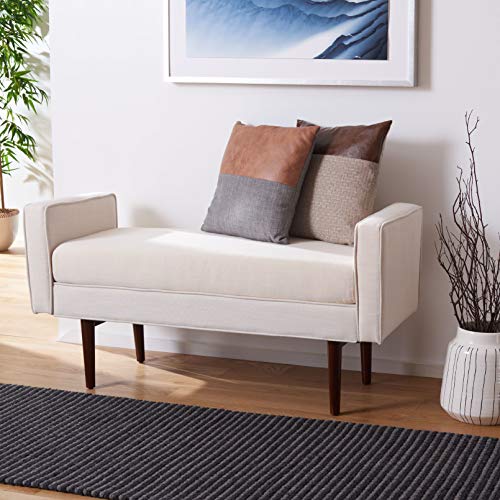 Safavieh Home Henri 49-inch Mid-Century Light Beige and Walnut Bench