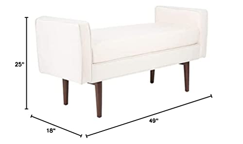 Safavieh Home Henri 49-inch Mid-Century Light Beige and Walnut Bench