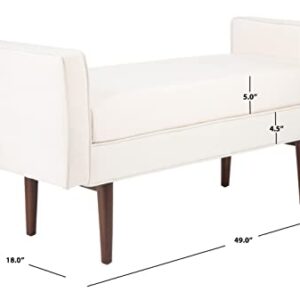 Safavieh Home Henri 49-inch Mid-Century Light Beige and Walnut Bench