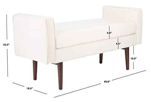 Safavieh Home Henri 49-inch Mid-Century Light Beige and Walnut Bench