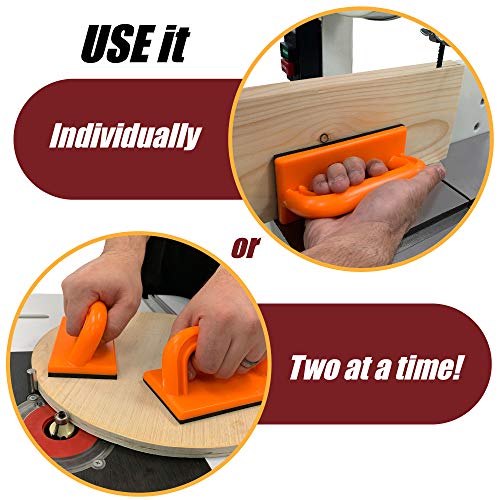 Safety Push Block 2 Pack, Safety Orange Color for High Visibility Ideal for Use On Router Tables, Jointers, Shapers and Band Saws