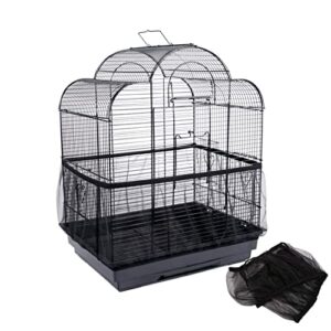 birdcage nylon mesh net cover guard pet birds parrot cage seed catcher soft ventilated birdcage skirt l size(black)