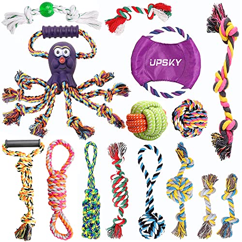 UPSKY Dog Rope Toys 15 Pack Dog Toys, Puppy Grinding Teething Chew Toys, Tug of War Toys for Puppy, Durable Chew Toys for Boredom, Dog Chew Toys for Puppy Small Dogs