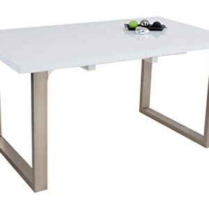 Inspirer Studio® Roman Extendible Dining Table Pedestal Table MDF High-Gloss White (Table ONLY)