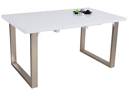 Inspirer Studio® Roman Extendible Dining Table Pedestal Table MDF High-Gloss White (Table ONLY)