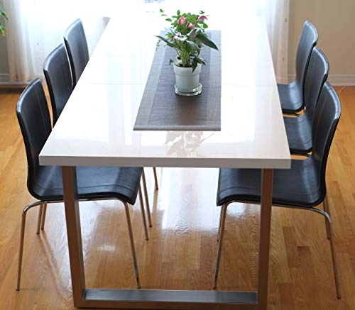 Inspirer Studio® Roman Extendible Dining Table Pedestal Table MDF High-Gloss White (Table ONLY)