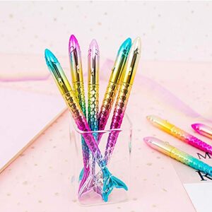 Abgream Pack of 24 Mermaid Pens - Creative Liquid Gel Ink Rollerball Pen for School Home Office Stationery Store Kids Girls Women Coworkers Gift, Party Supplies (0.5mm Black Gel Ink Pen)