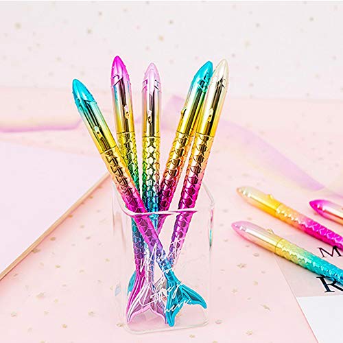 Abgream Pack of 24 Mermaid Pens - Creative Liquid Gel Ink Rollerball Pen for School Home Office Stationery Store Kids Girls Women Coworkers Gift, Party Supplies (0.5mm Black Gel Ink Pen)