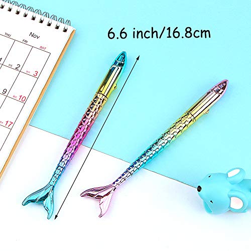 Abgream Pack of 24 Mermaid Pens - Creative Liquid Gel Ink Rollerball Pen for School Home Office Stationery Store Kids Girls Women Coworkers Gift, Party Supplies (0.5mm Black Gel Ink Pen)