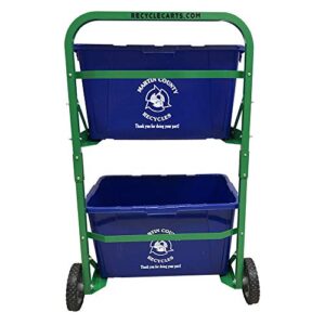 Recycle bin Cart Metal-Reinforced Recycling Bins Cart with 4 Wheels for Home,Kitchen,Garden Garbage,360 Degree Swivel Wheels with 220lb Weight Capacity, Green Color