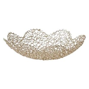 decorative bowls for home decor and centerpieces - gold vegetable fruit bowl for kitchen counter, table centerpieces for dining room and living room decor, fruit basket for kitchen (small)