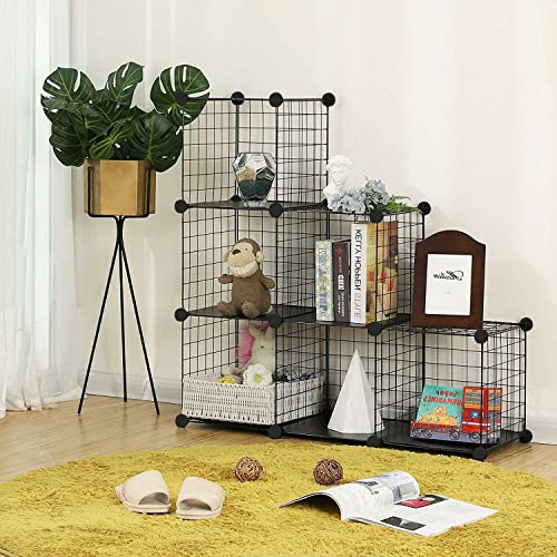 TUMUCUTE Wire Cube Storage Organizer, 6-Cube Metal Storage Shelves Bookshelf, Stackable Modular Closet Organizer for Bedroom Living Room, Office,Storage Shelves