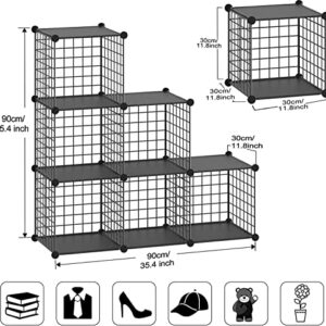 TUMUCUTE Wire Cube Storage Organizer, 6-Cube Metal Storage Shelves Bookshelf, Stackable Modular Closet Organizer for Bedroom Living Room, Office,Storage Shelves