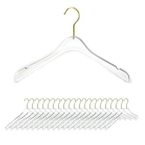 uyoyous acrylic clear hangers 20 pack premium quality crystal clear hangers with swivel gold hook luxurious shiny clothes hangers standard hangers (clear)