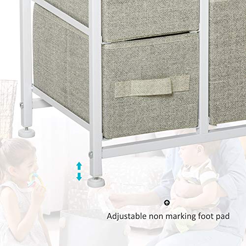 HOMCOM 7-Drawer Dresser Storage Tower Cabinet Organizer Unit, Easy Pull Fabric Bins with Metal Frame for Bedroom, Closets, Grey