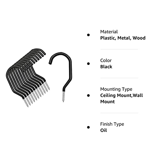 Menecor 12PCS Heavy Duty Bike Storage Hooks Bicycle Wall Mounted Hooks Large Screw Hooks for Wall,Ceiling