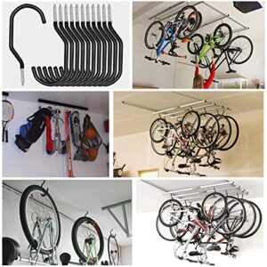 Menecor 12PCS Heavy Duty Bike Storage Hooks Bicycle Wall Mounted Hooks Large Screw Hooks for Wall,Ceiling