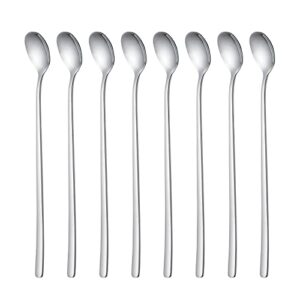 briout 8-piece 9-inch long handle iced tea spoon, ice cream spoon, premium 304 stainless steel cocktail stirring spoons