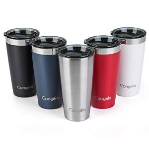 Congela 16oz stainless steel insulated pint glasses, double wall water and beer vacuum tumbler bulk cups set with lids,coffee tumbler camping cups, for hot and cold drinks (Chili,16oz X 4Pack)…