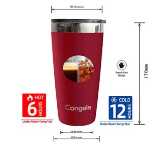 Congela 16oz stainless steel insulated pint glasses, double wall water and beer vacuum tumbler bulk cups set with lids,coffee tumbler camping cups, for hot and cold drinks (Chili,16oz X 4Pack)…