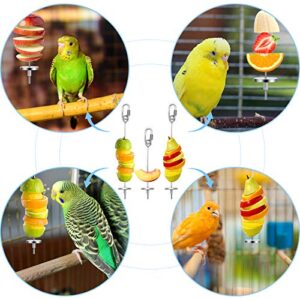 3Pcs Bird Food Holder, Bird Feeder Toy, Stainless Steel Small Animal Fruit Vegetable Stick Skewer, Foraging Hanging Food Feeding Treating Tool for Parrots Cockatoo Cockatiel Cage