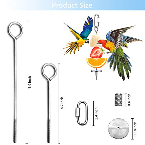 3Pcs Bird Food Holder, Bird Feeder Toy, Stainless Steel Small Animal Fruit Vegetable Stick Skewer, Foraging Hanging Food Feeding Treating Tool for Parrots Cockatoo Cockatiel Cage