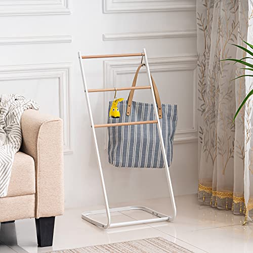 YOUDENOVA Blanket Ladder, Pool Towel Rack，Decorative 3 Tiers Towel Blanket Ladder Rack for Living Room, Towel Ladder Holder for Bathroom, White