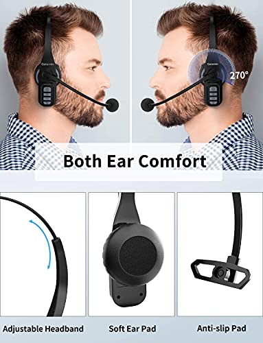 Conambo Trucker Bluetooth Headset 5.0 with Microphone Noise Cancelling Wireless Phone Headset 22Hrs Talktime Mute Button Bluetooth Headphones for Cell Phones Business Home Office Trucker