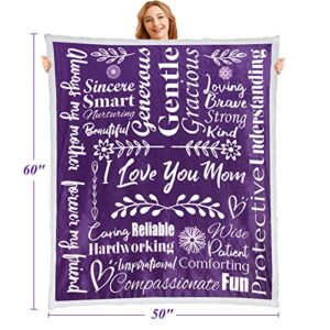 mami home I Love You Mom Blanket – Meaningful Mom Blanket, Mother’s Day Present Ideas, 60x50 (Sherpa, Purple) - Mom Birthday Gifts, Mothers Day Blanket Gifts, Mom Gifts from Daughter