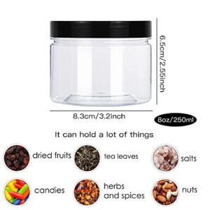 Lainrrew 12 Pcs 8oz Plastic Jars with Lids, Clear Plastic Slime Containers Plastic Round Storage Jars Container Wide Opening Storage Jars for Kitchen, Home, Crafts Storage