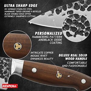 KONOLL Santoku Knife Janpan Chefs Knife Cleaver 7-inch Forged Handmade Professional Kitchen Knife, German High Carbon Steel (7-inch Santoku Thunder-K Series)