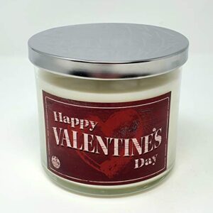 Happy Valentine's Day Candle ~ Winter Candy Apple Scented 3 Wick Jar Candle ~ Rustic Vintage Candle