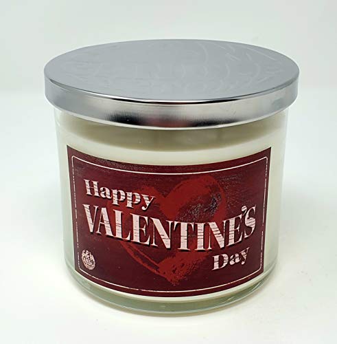 Happy Valentine's Day Candle ~ Winter Candy Apple Scented 3 Wick Jar Candle ~ Rustic Vintage Candle