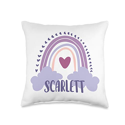 Cute Rainbow Name Designs Scarlett Personalized Custom Name Rainbow Cute Colorful Throw Pillow, 16x16, Multicolor