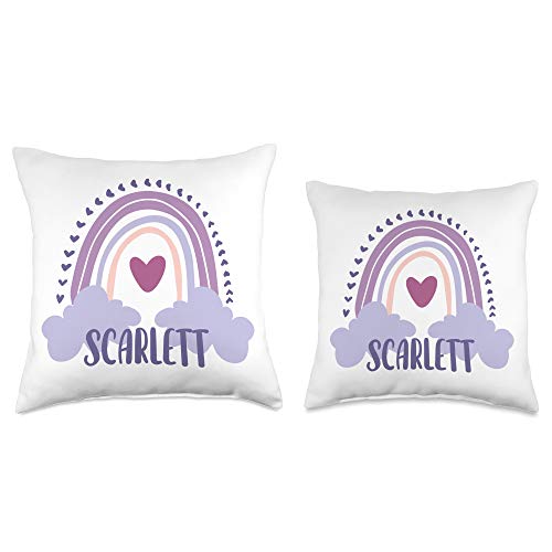 Cute Rainbow Name Designs Scarlett Personalized Custom Name Rainbow Cute Colorful Throw Pillow, 16x16, Multicolor