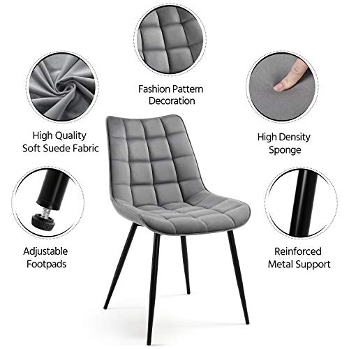 Yaheetech Upholstered Velvet Dining Chairs Modern Tufted Chairs Accent Reception Chairs with Soft Cushion and Metal Legs for Leisure/Reataurant/Home Kitchen, 6pcs