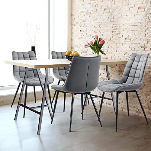 Yaheetech Upholstered Velvet Dining Chairs Modern Tufted Chairs Accent Reception Chairs with Soft Cushion and Metal Legs for Leisure/Reataurant/Home Kitchen, 6pcs