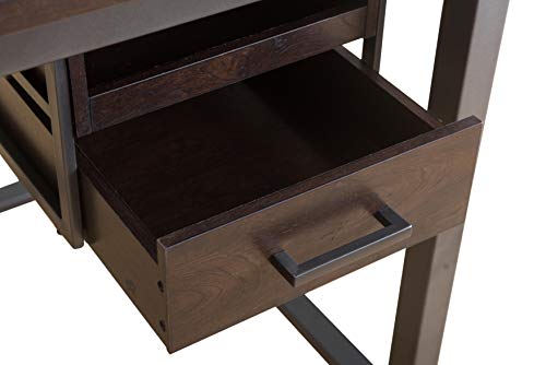 Studio Space 58" Modern Wood, Simple Style Study Laptop Computer Desk Home Office Workstation with Motion Storage Drawer and Metal Frame, Brown